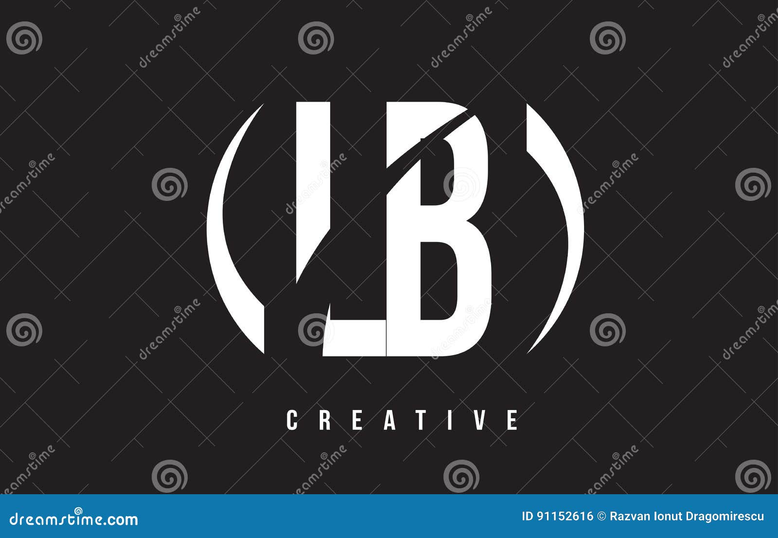 LB L B White Letter Logo Design with Black Background. Stock Vector ...