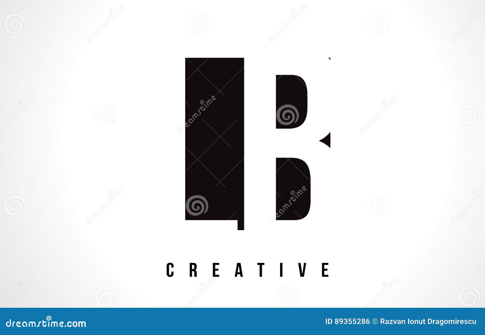 LB L B White Letter Logo Design with Black Square. Stock Vector ...