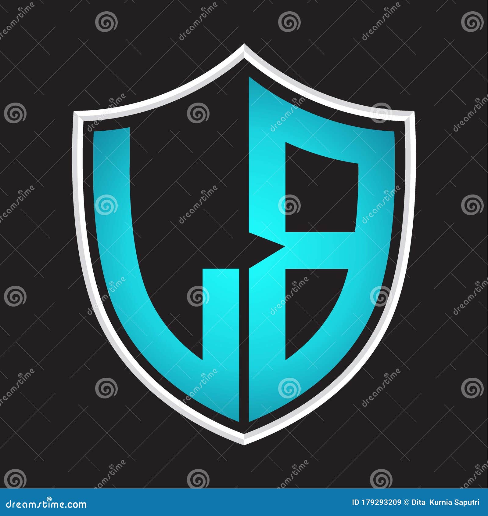 LB Logo Monogram with Shield Shape Isolated Blue Colors on Outline ...
