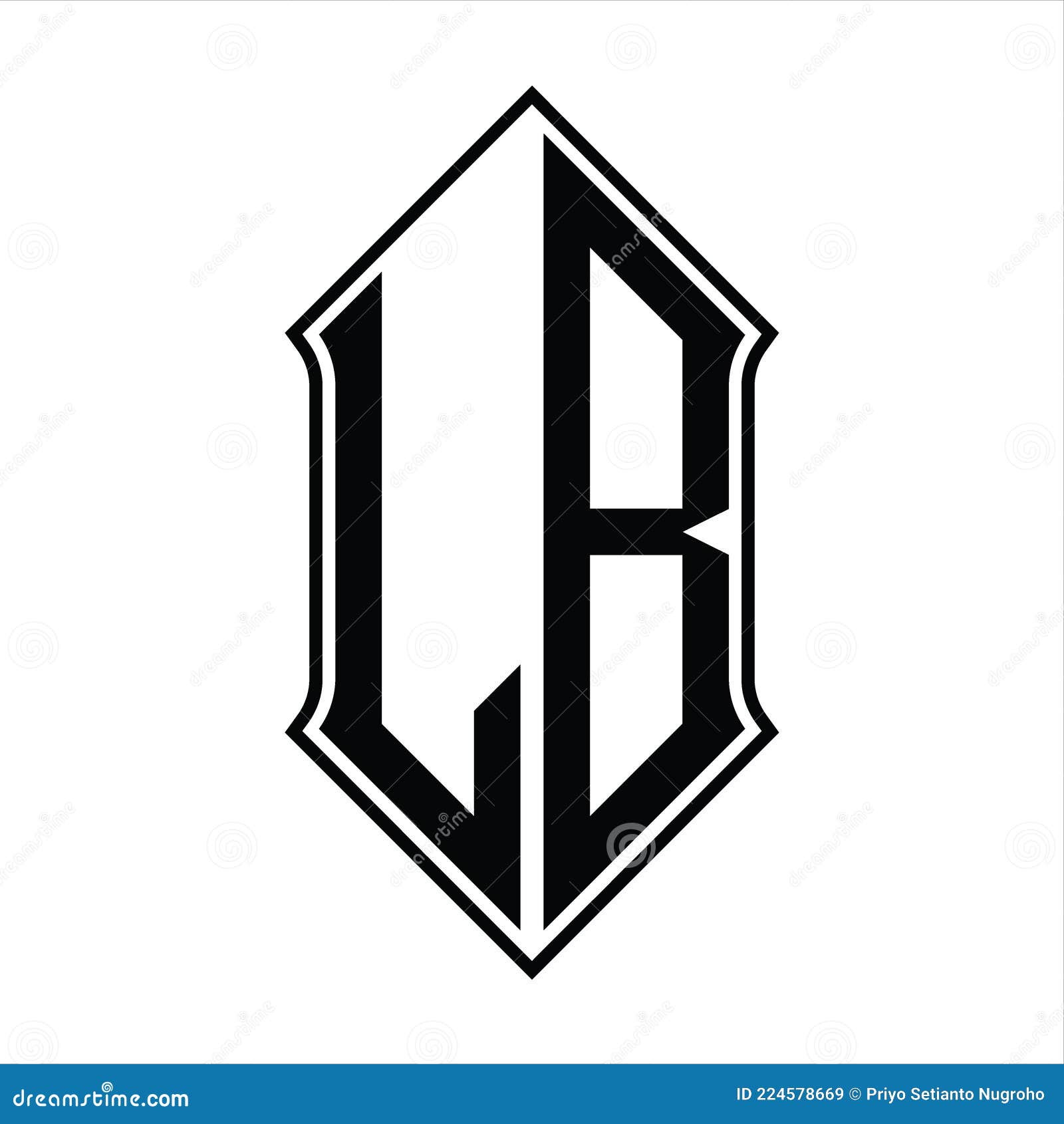 LB Logo Monogram with Shieldshape and Outline Design Template Vector ...