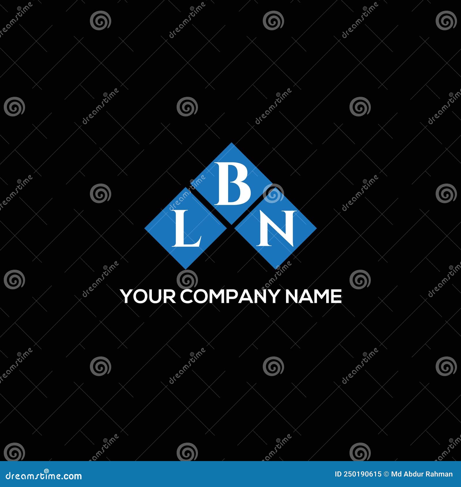 LBN Letter Logo Design on BLACK Background. LBN Creative Initials ...