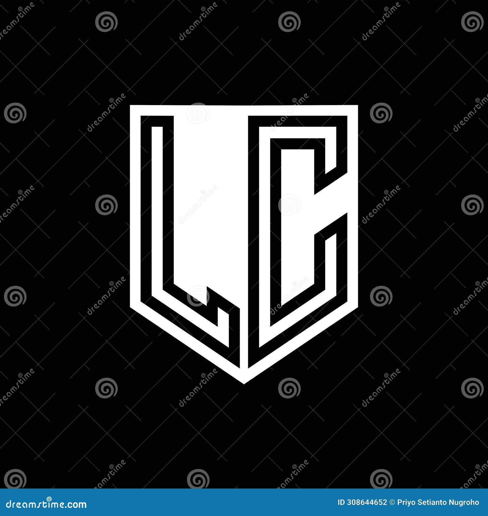 LC Logo Monogram Shield Geometric Black Line Inside White Shield Color ...
