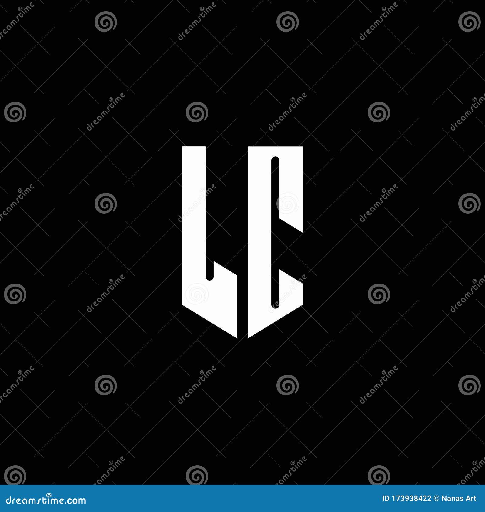 LC Logo Monogram with Emblem Style Isolated on Black Background Stock ...
