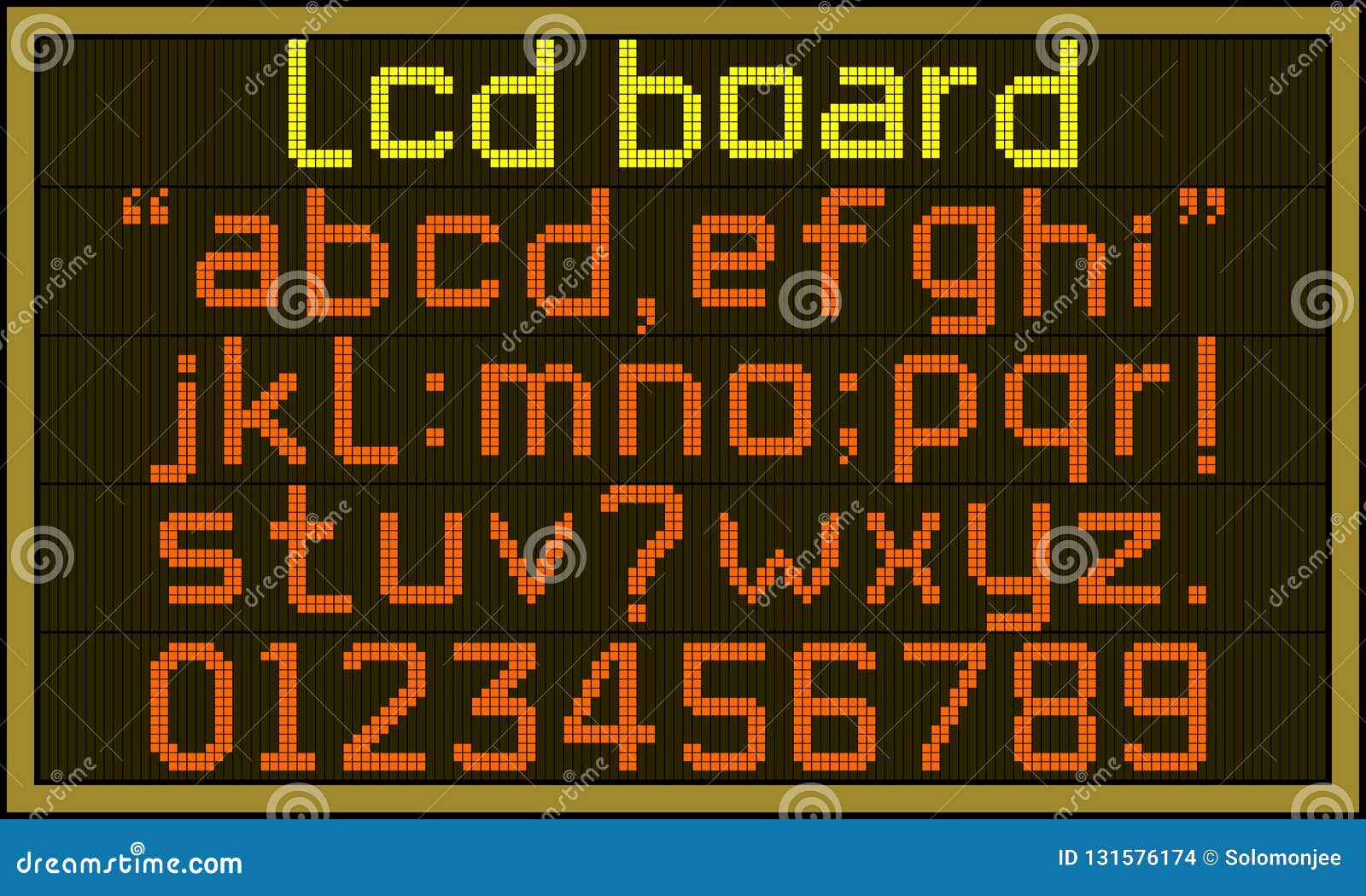 LCD board font stock vector. Illustration of colon, letter - 131576174