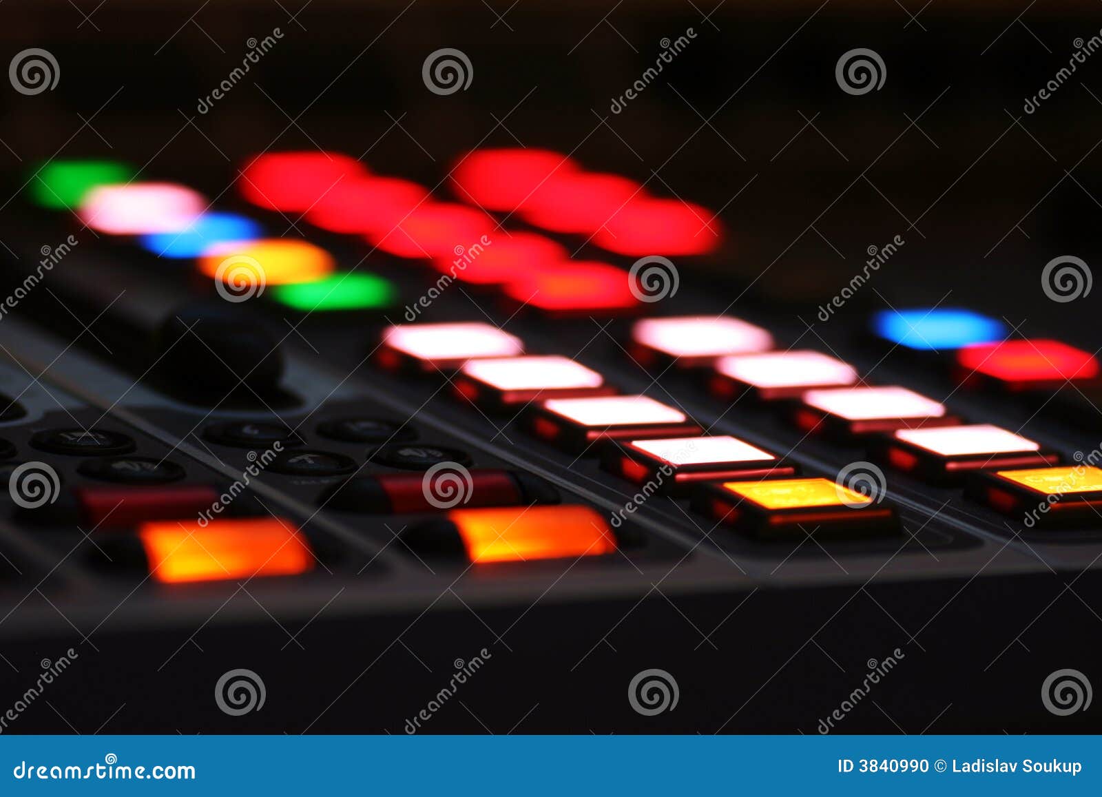 LCD buttons on mix console stock photo. Image of green - 3840990