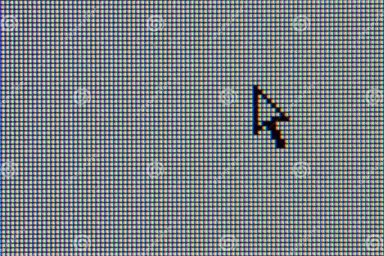 LCD Computer Monitor with Arrow Cursor Stock Photo - Image of close ...