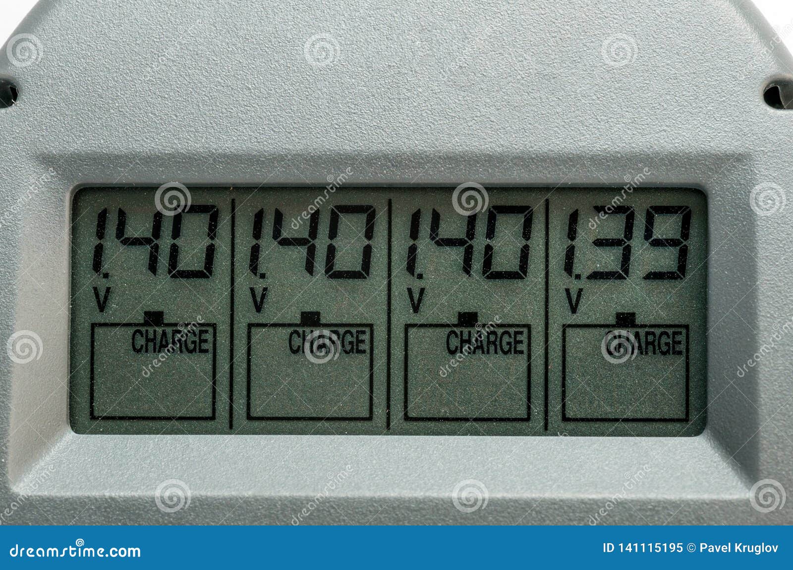 LCD Display Charger for Batteries with Volts and Numbers Stock Image ...