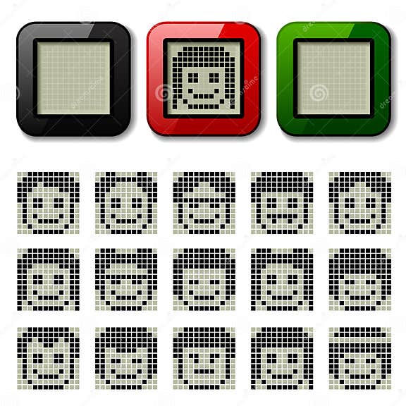 LCD display pixel faces stock vector. Illustration of color - 33664533