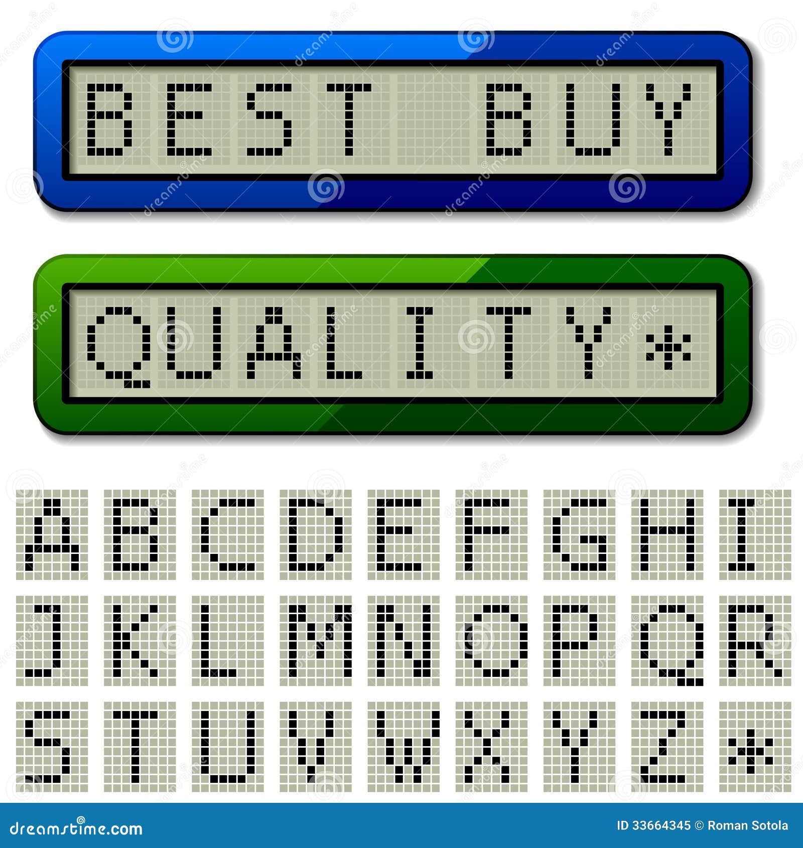 LCD Display Pixel Font - Number Symbol Characters Cartoon Vector ... LCD Display Pixel Font - Number Symbol Characters Cartoon Vector ...