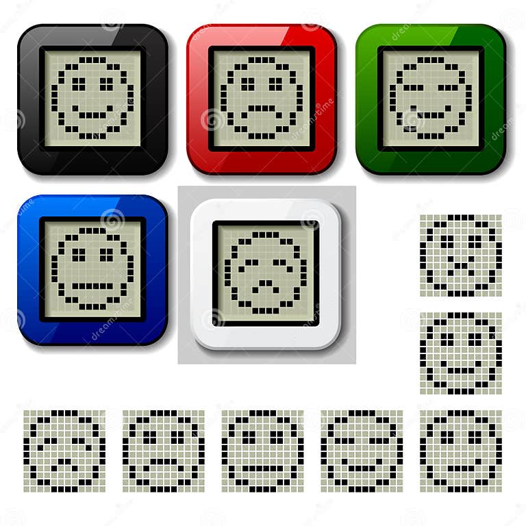 LCD Display Pixel Smiley Faces Stock Vector - Illustration of indicator ...