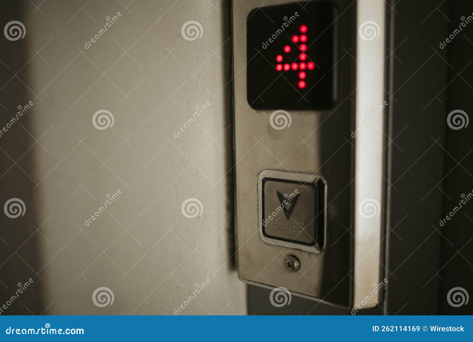 LCD Elevator Display Showing the 4th Floor, Automatic System Stock ...