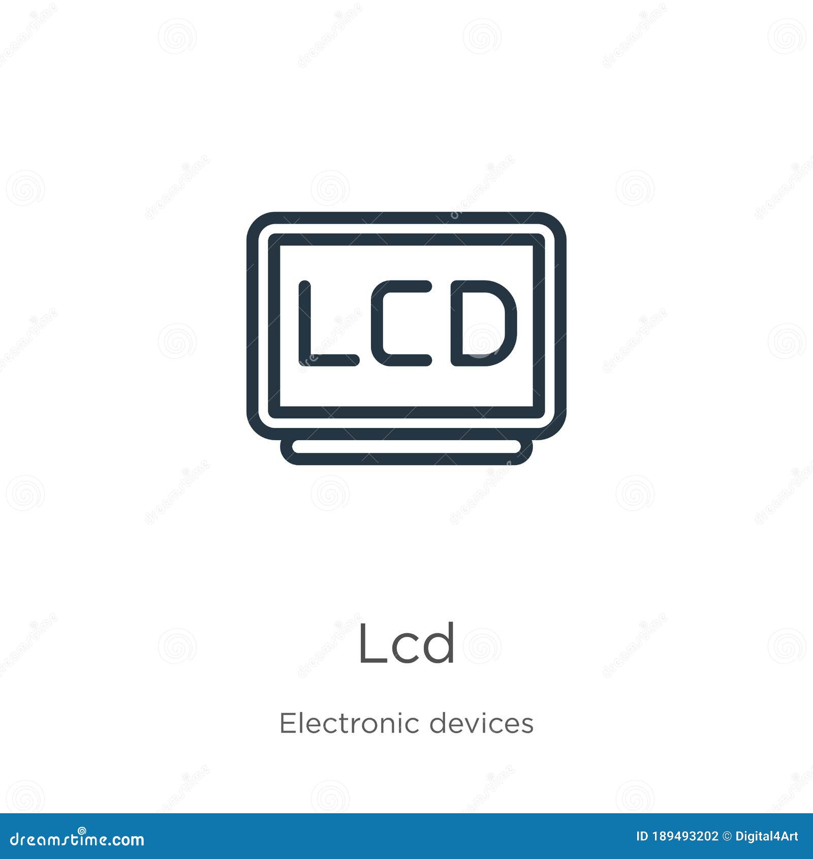 Lcd Icon. Thin Linear Lcd Outline Icon Isolated on White Background ...