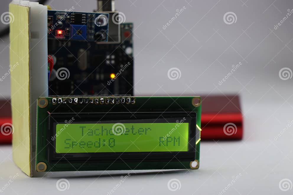 LCD Module Displaying Tachometer Project with Speed and Rpm Units ...