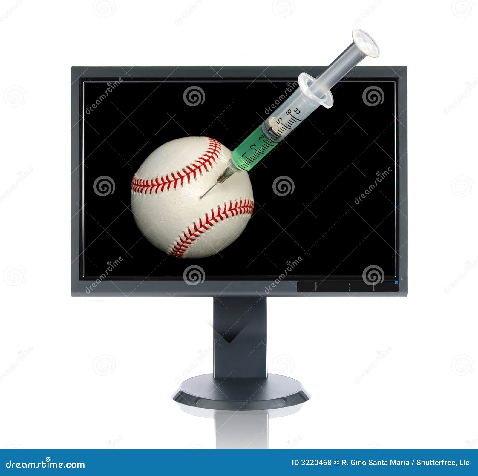 LCD Monitor and Baseball with Stock Photo - Image of resolution, flat ...