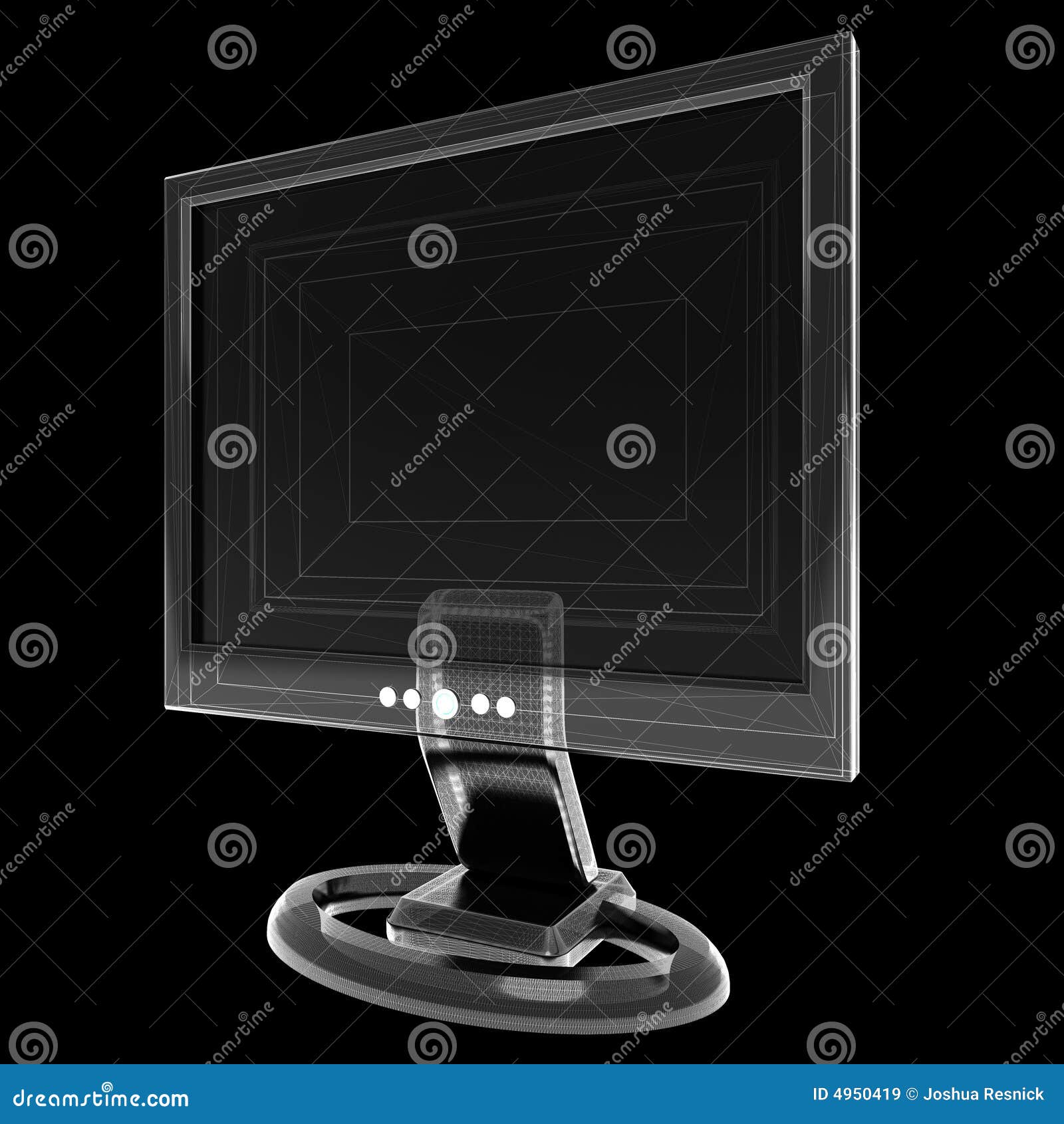 LCD Monitor on Black with Light Wireframe Stock Illustration ...