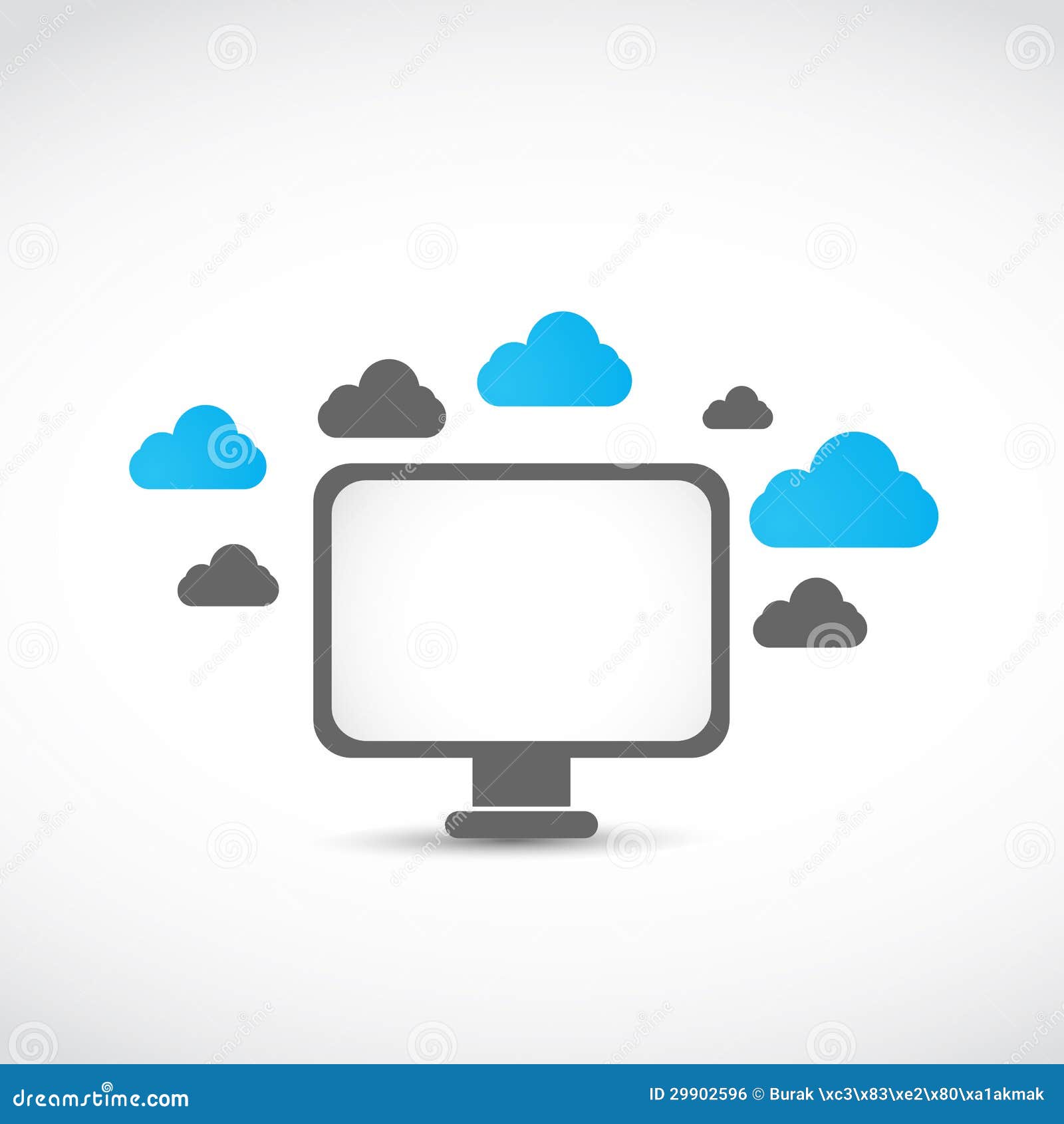 Lcd Monitor Cloud Computing Concept Stock Vector - Illustration of ...