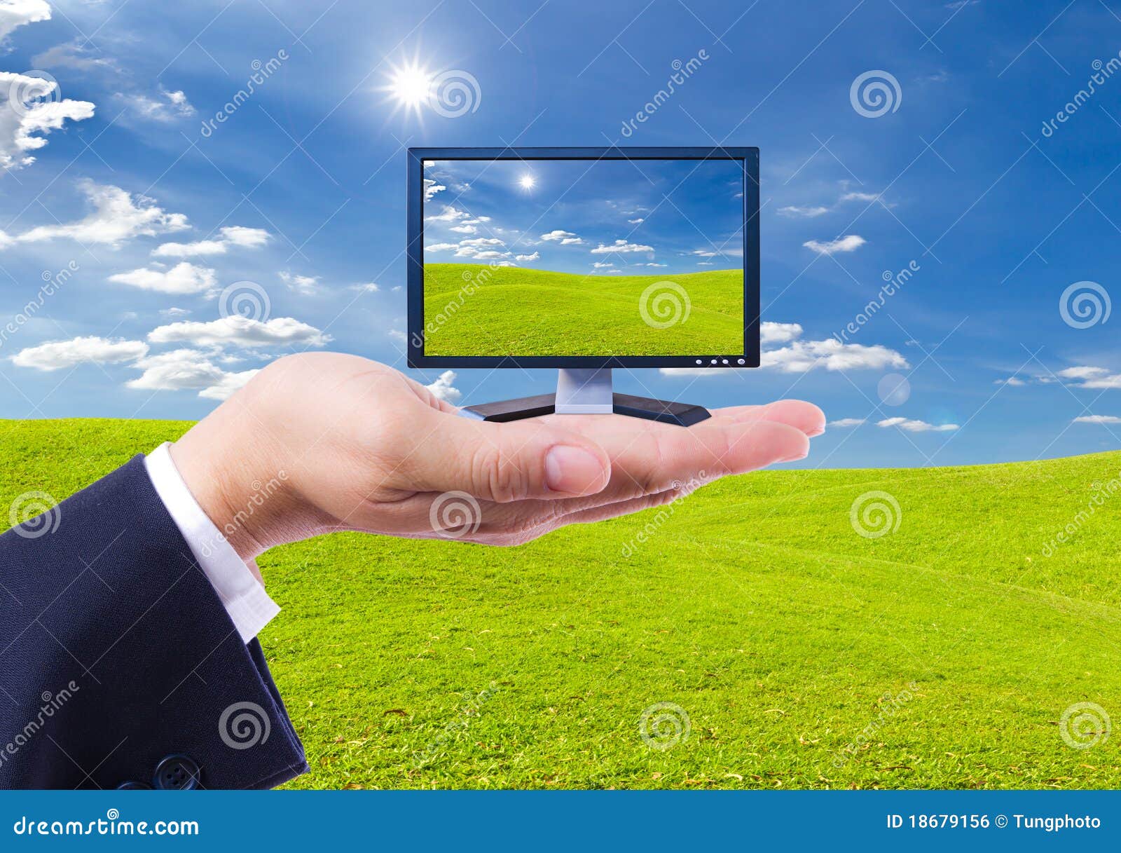 LCD Monitor in hand stock photo. Image of male, picking - 18679156