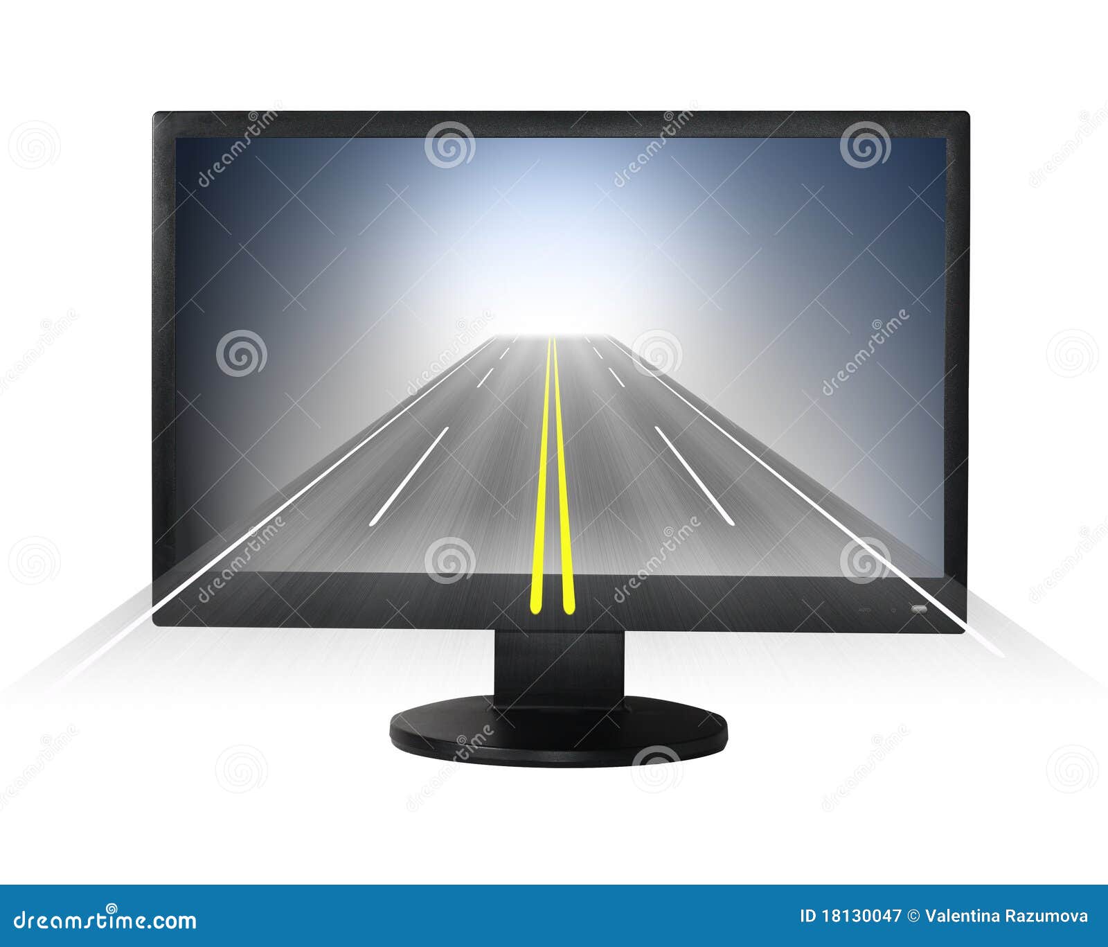 Lcd Monitor with Road Forward. Stock Image - Image of line, information ...