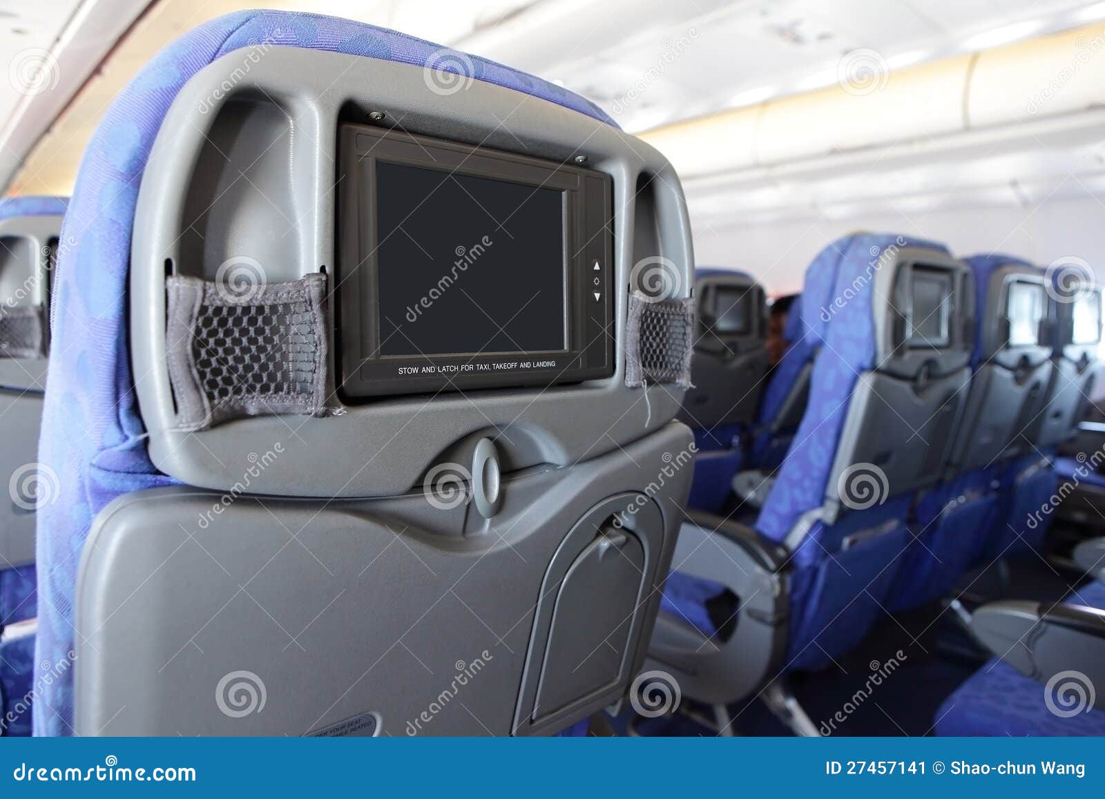 LCD Monitor on Seat of Airplane Stock Image - Image of plane, copy ...