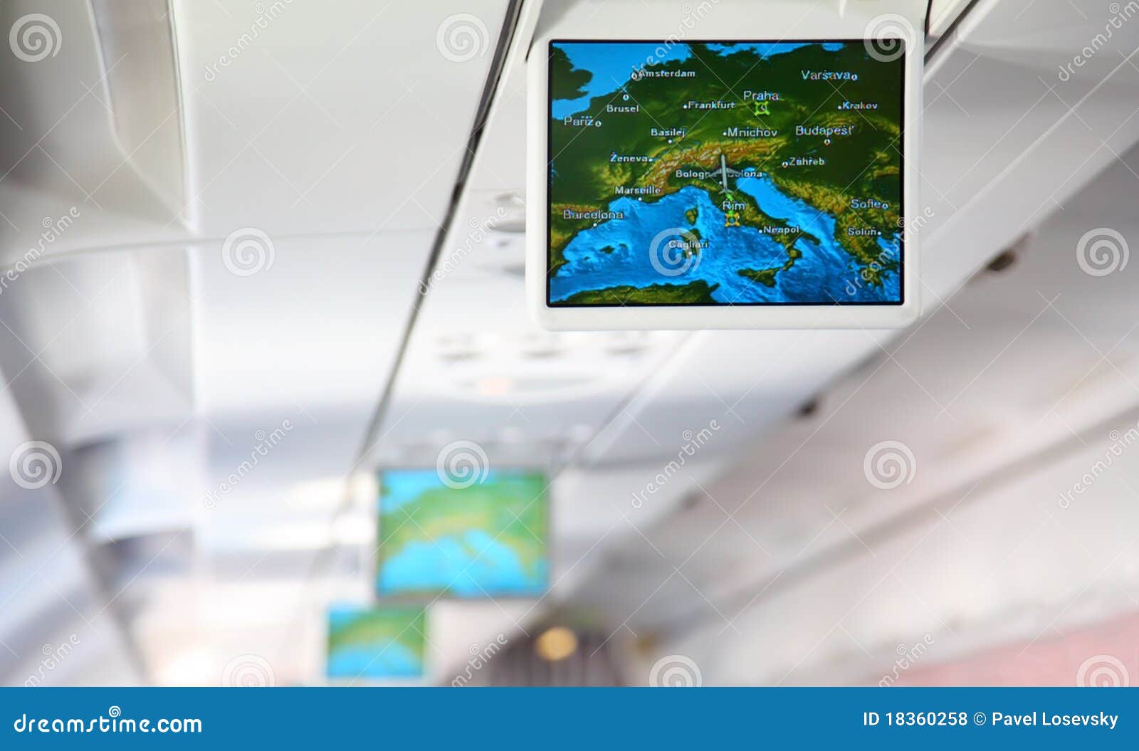 Lcd Monitor Showing a Map of Europe Stock Photo - Image of board ...