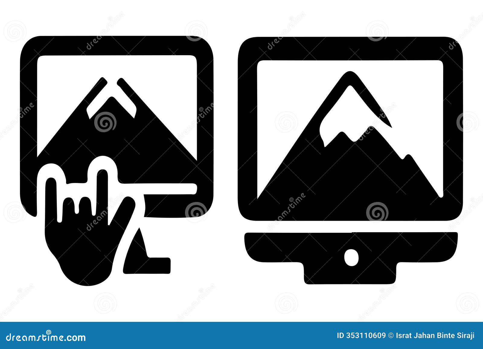 LCD Monitor Silhouette Vector, Monitor Logo Stock Illustration ...