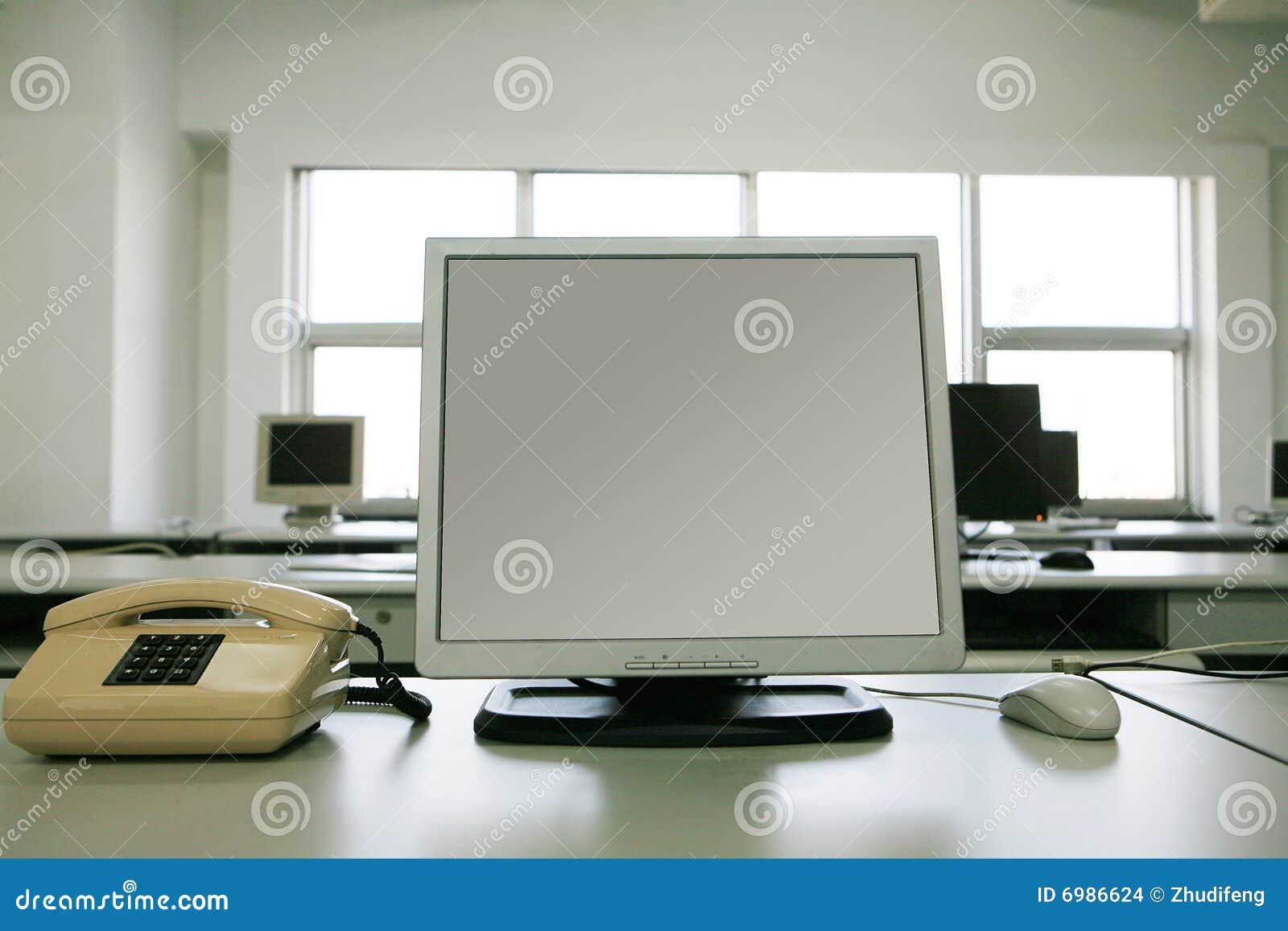 Lcd monitor with telephone stock photo. Image of computer - 6986624
