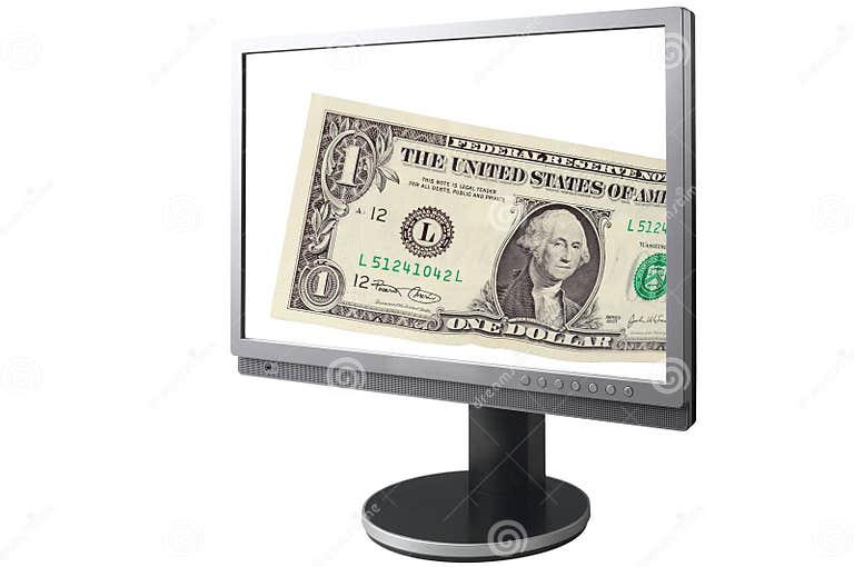 LCD screen with banknote stock image. Image of bank, monitor - 4756351