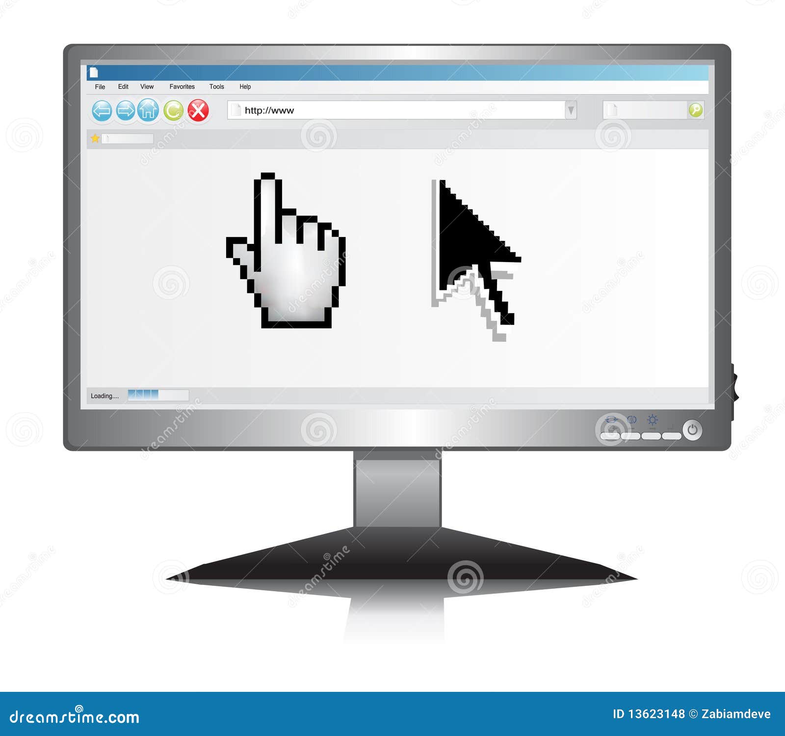 Lcd Screen with Internet Browser with Pointer Stock Vector ...