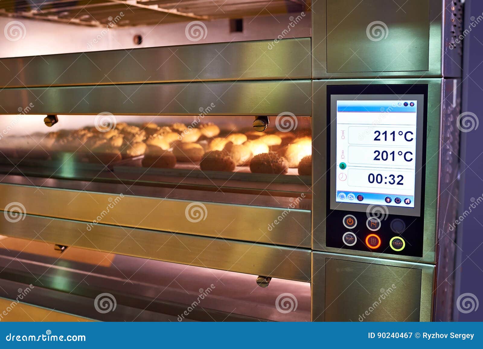 LCD Screen of Oven with Bread in Bakery Stock Image - Image of ...