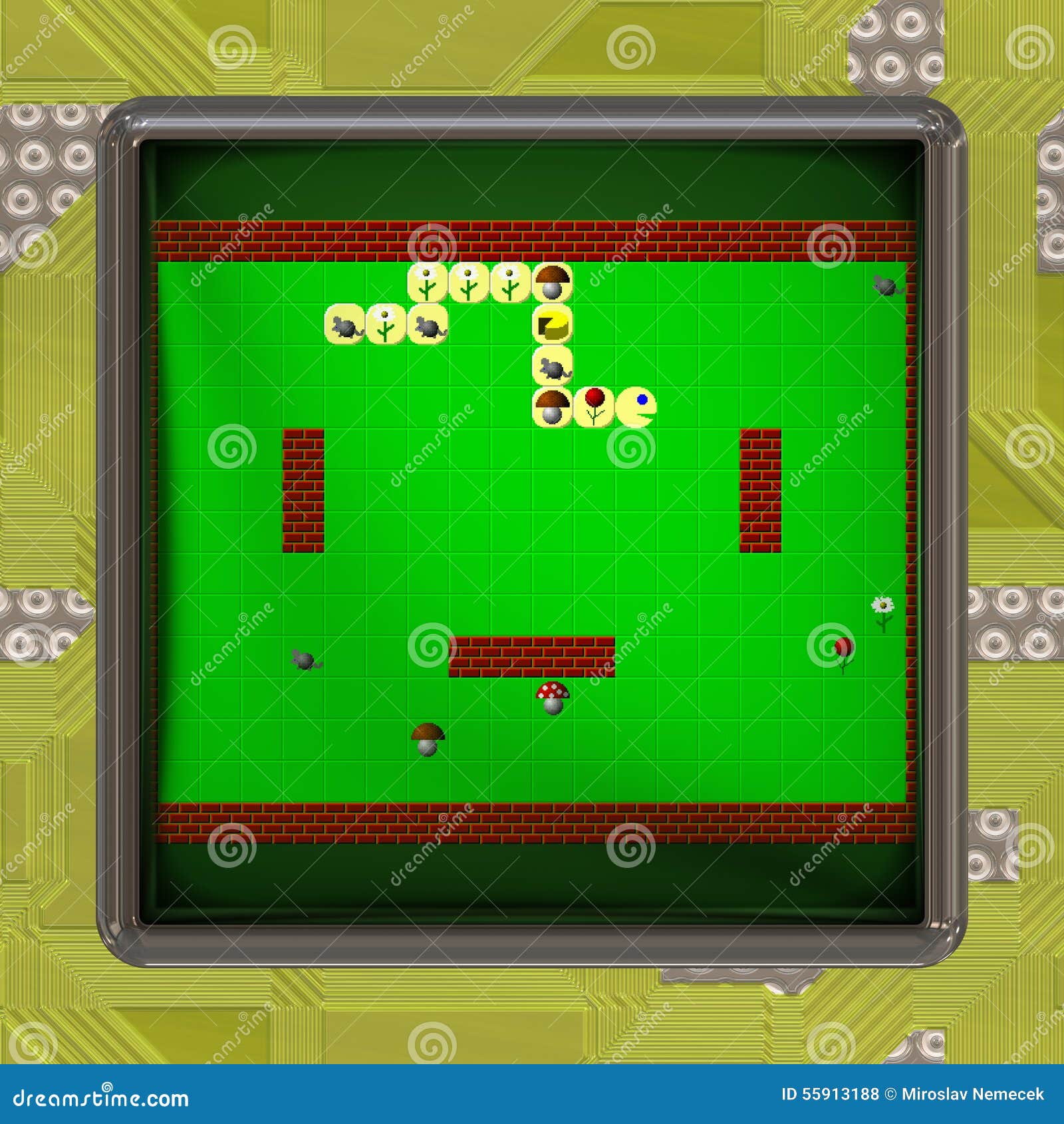 LCD Screen with Retro Style Game Generated Texture Stock Illustration ...