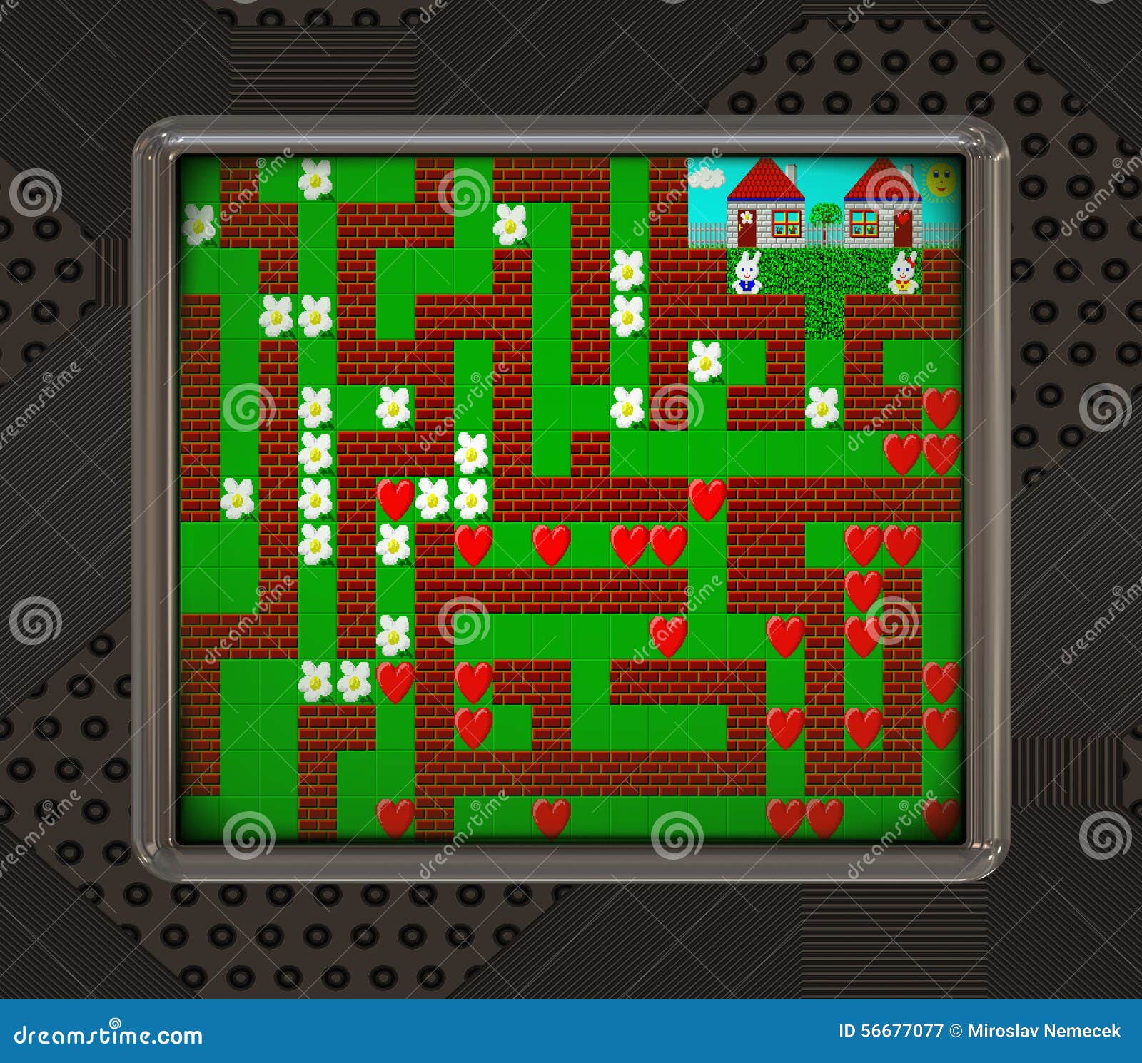 LCD Screen with Retro Style Game Generated Texture Stock Illustration ...