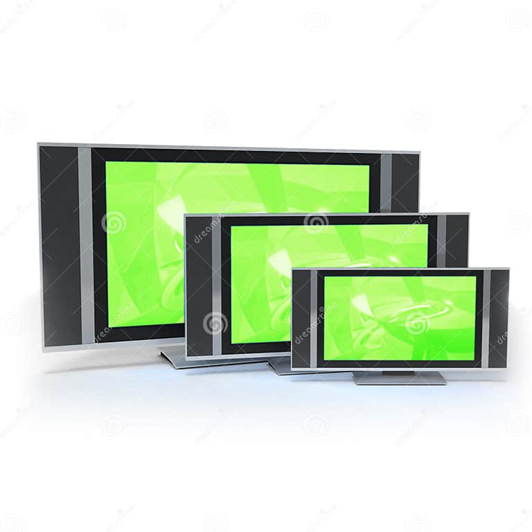 LCD Screen TVs in 3 Different Sizes Green Stock Illustration ...