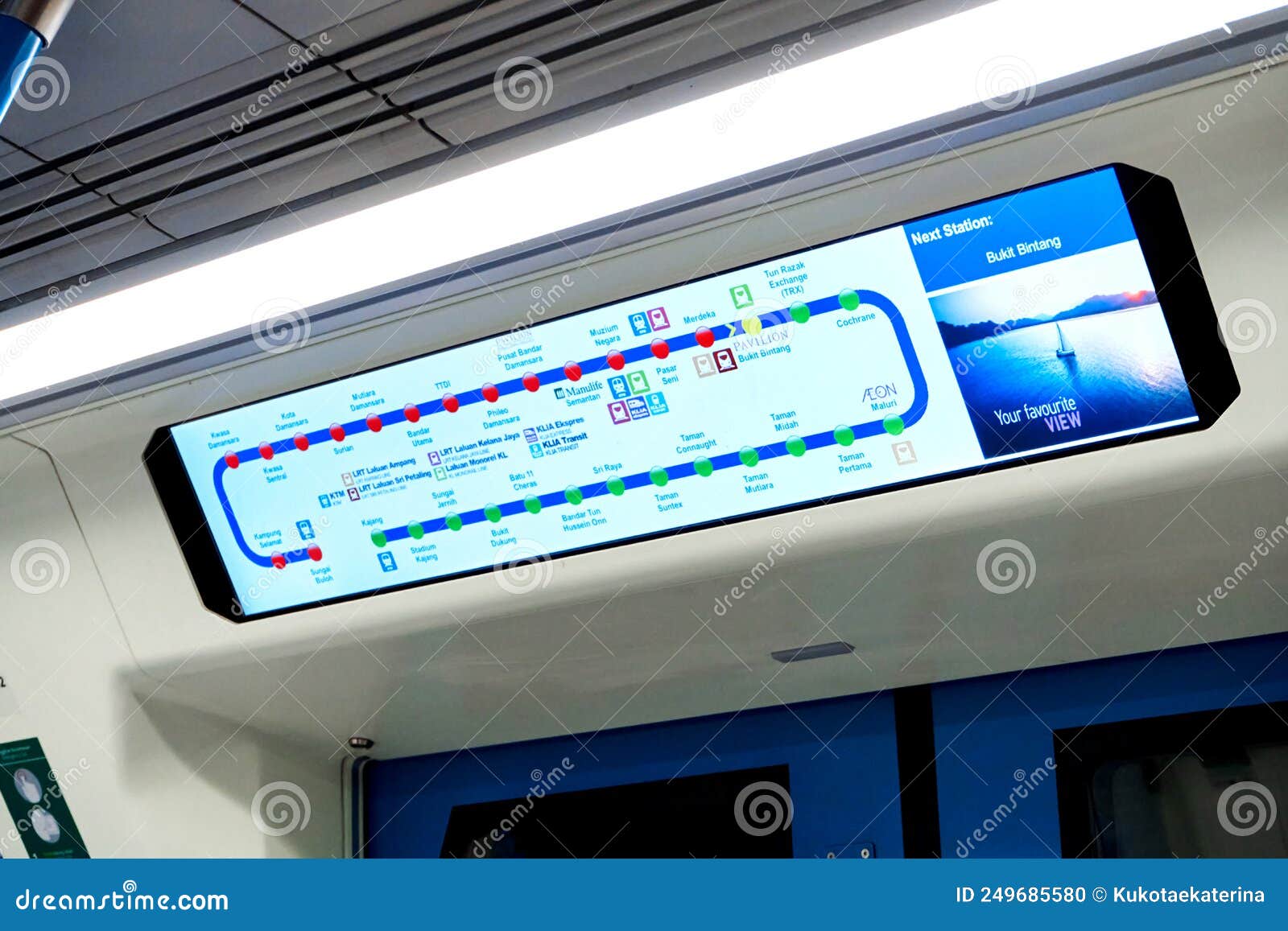 Lcd Screen Way Map with Stations Above the Doors in Metro Wagon ...