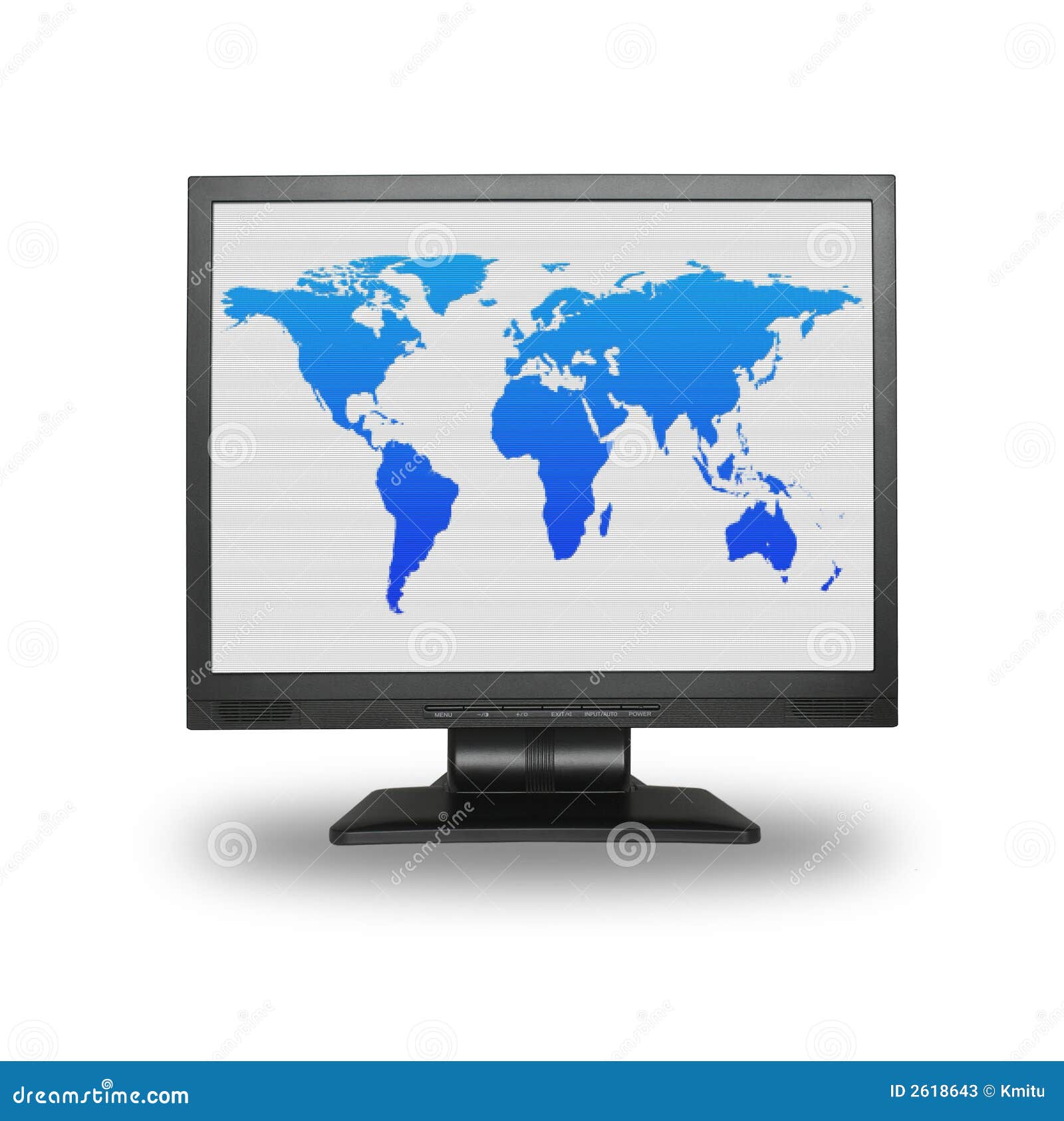 Lcd screen with world map stock image. Image of element - 2618643
