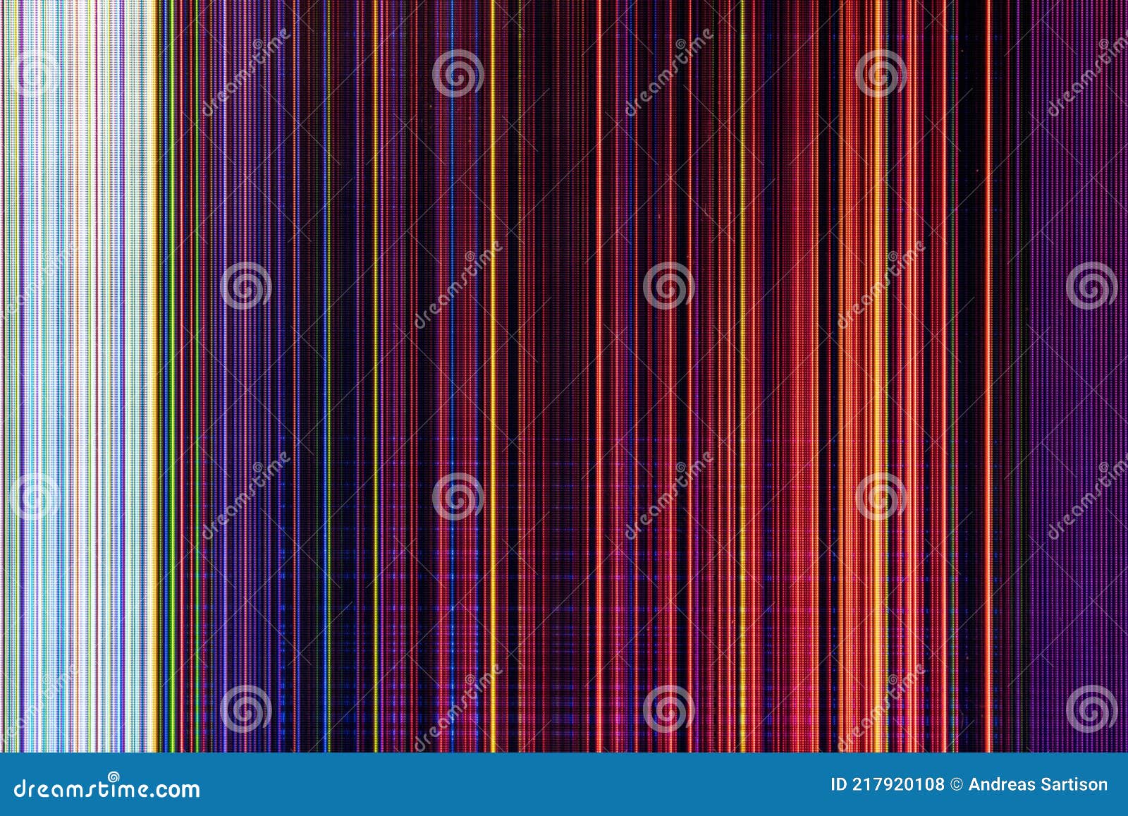 LCD Television with Broken Screen and Colorful Stripes Stock Photo ...