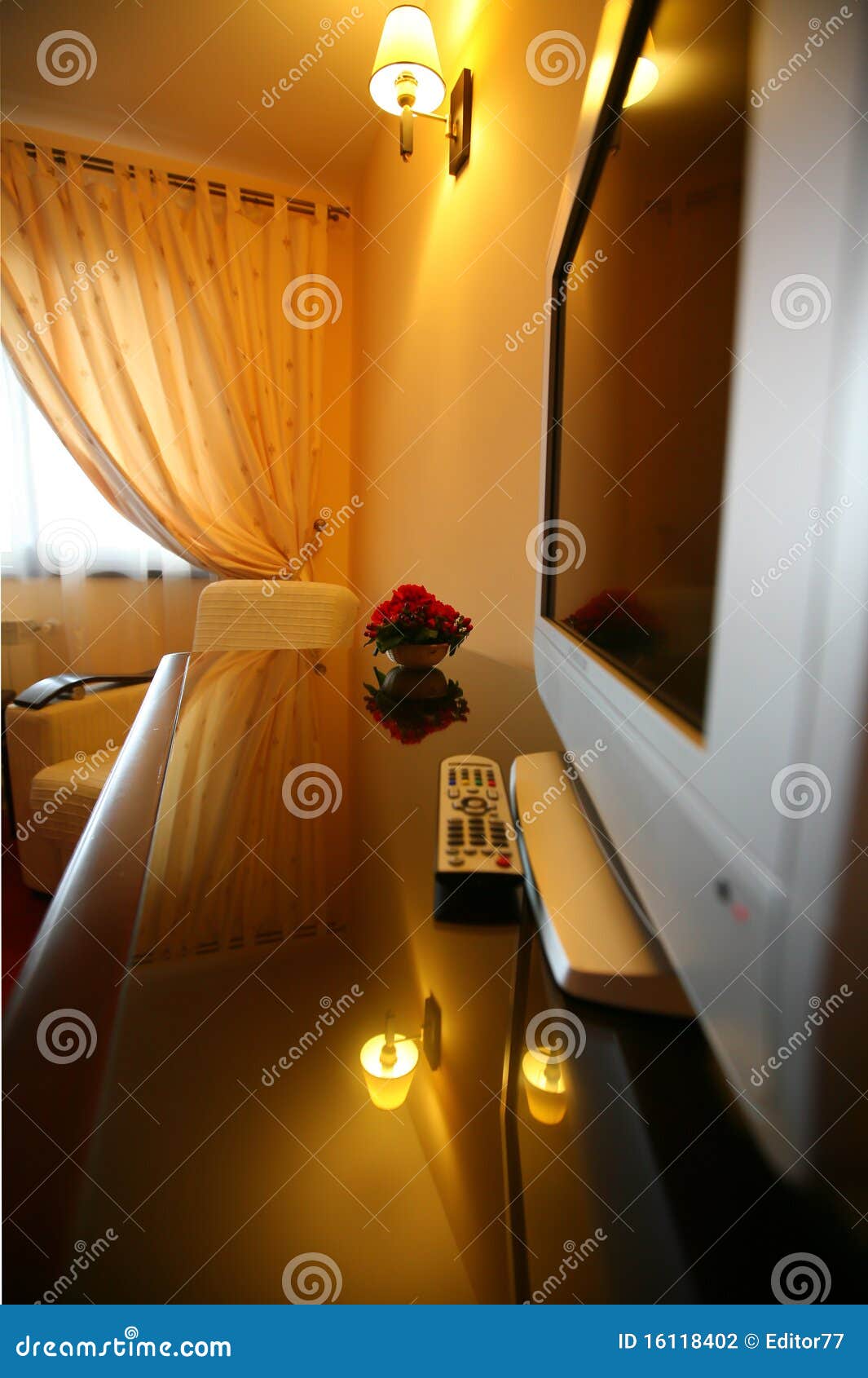 LCD Television Inside the Bedroom Stock Photo - Image of light ...