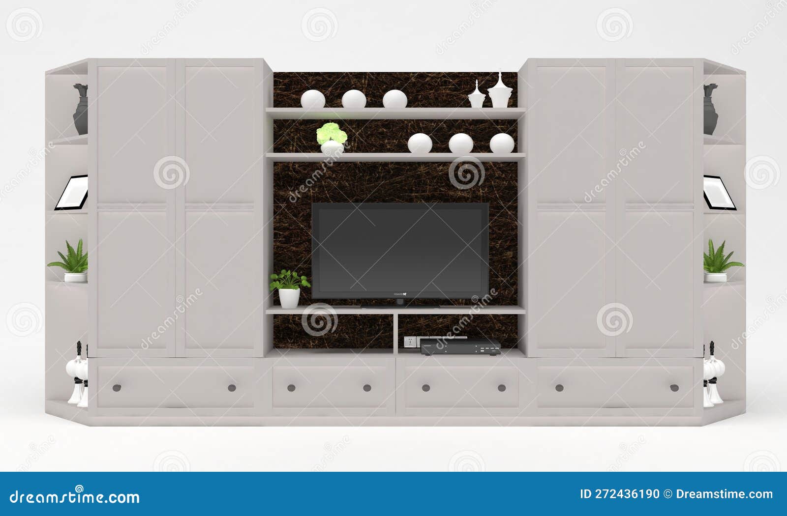 LCD TV Rack Interior Media Wall Stock Illustration - Illustration of ...
