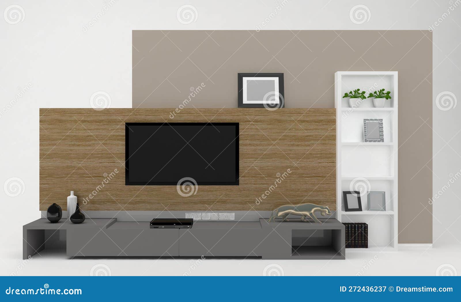 LCD TV Rack Interior Media Wall Stock Illustration - Illustration of ...
