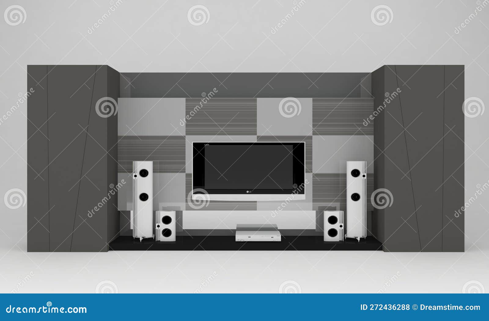 LCD TV Rack Interior Media Wall Stock Illustration - Illustration of ...