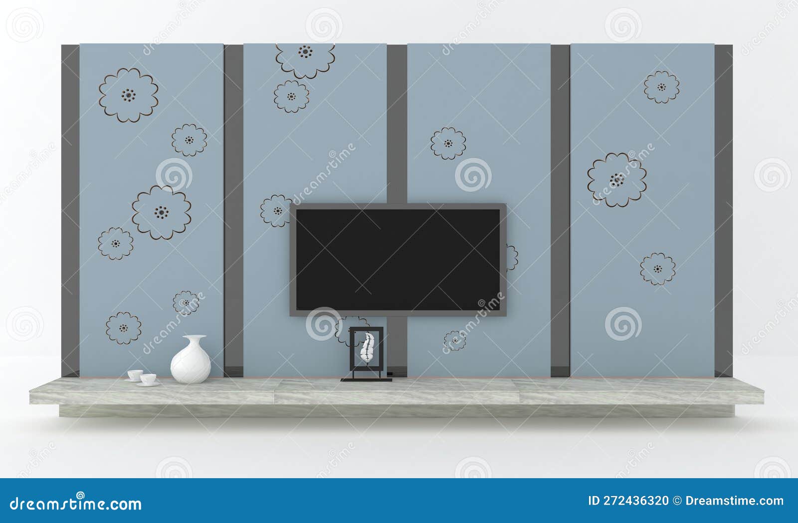 LCD TV Rack Interior Media Wall Stock Illustration - Illustration of ...