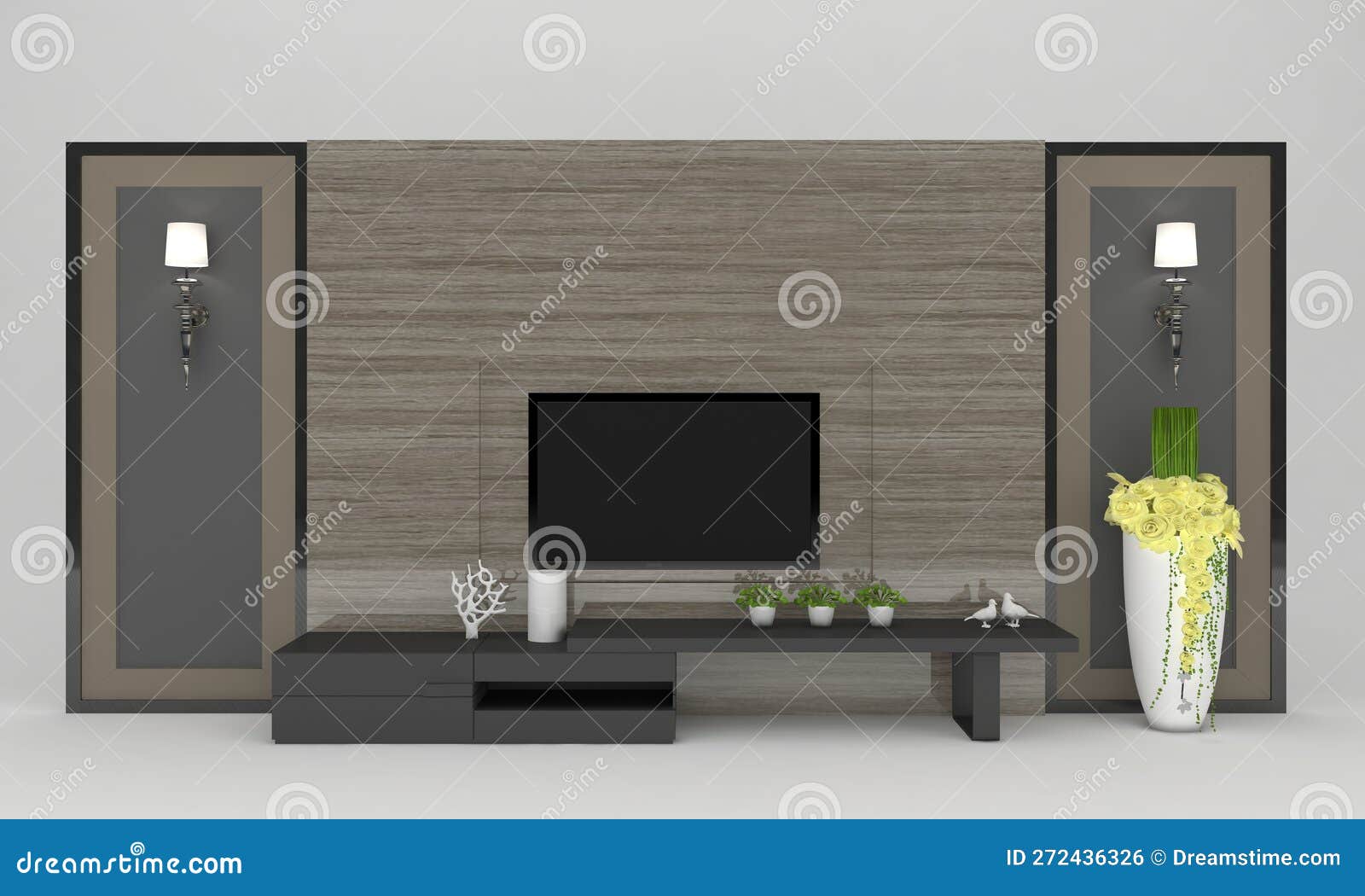 LCD TV Rack Interior Media Wall Stock Illustration - Illustration of ...