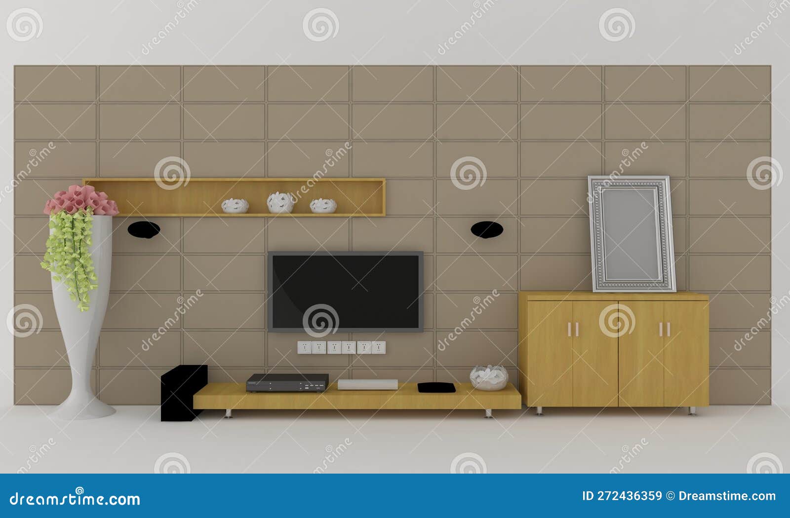 LCD TV Rack Interior Media Wall Stock Illustration - Illustration of ...