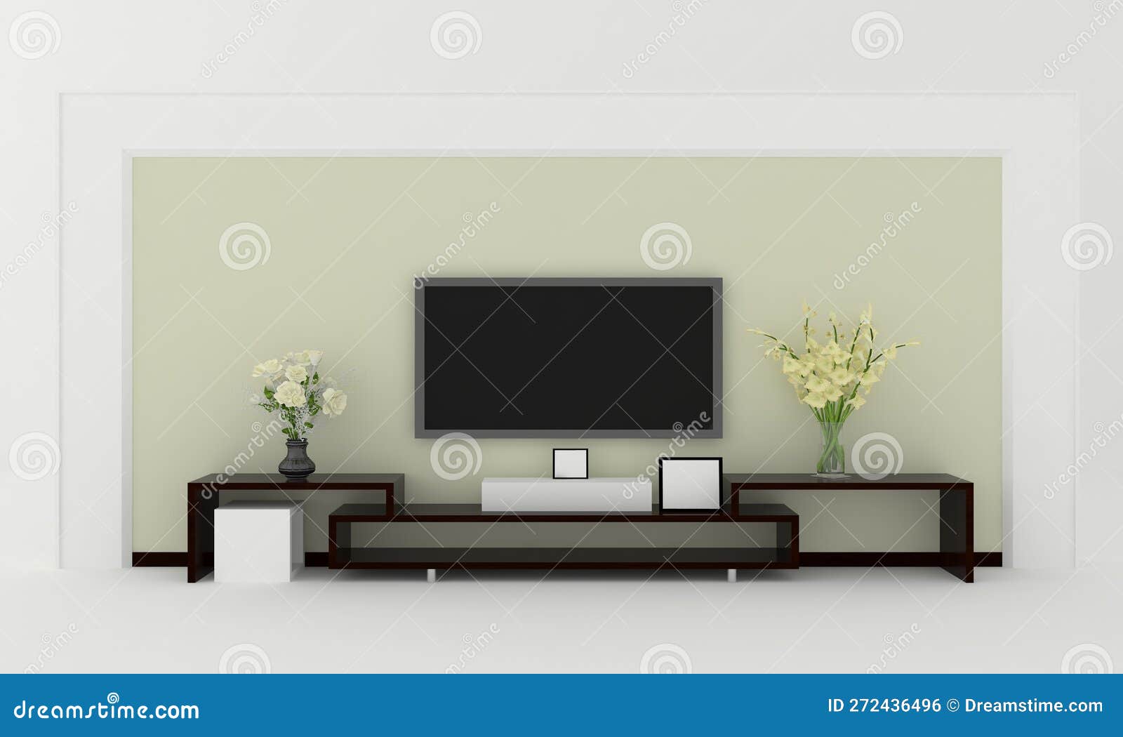 LCD TV Rack Interior Media Wall Stock Illustration - Illustration of ...