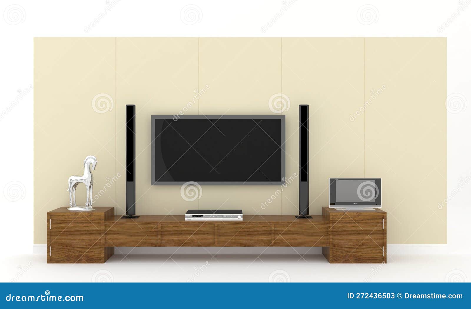 LCD TV Rack Interior Media Wall Stock Illustration - Illustration of ...