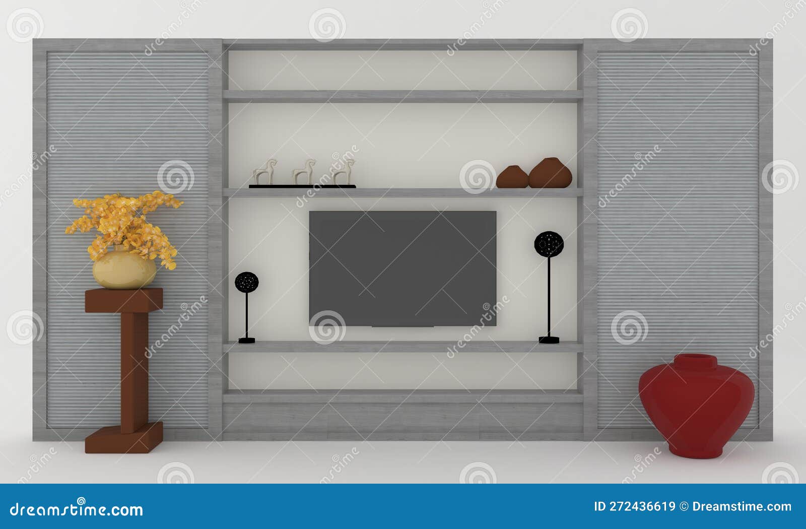 LCD TV Rack Interior Media Wall Stock Illustration - Illustration of ...