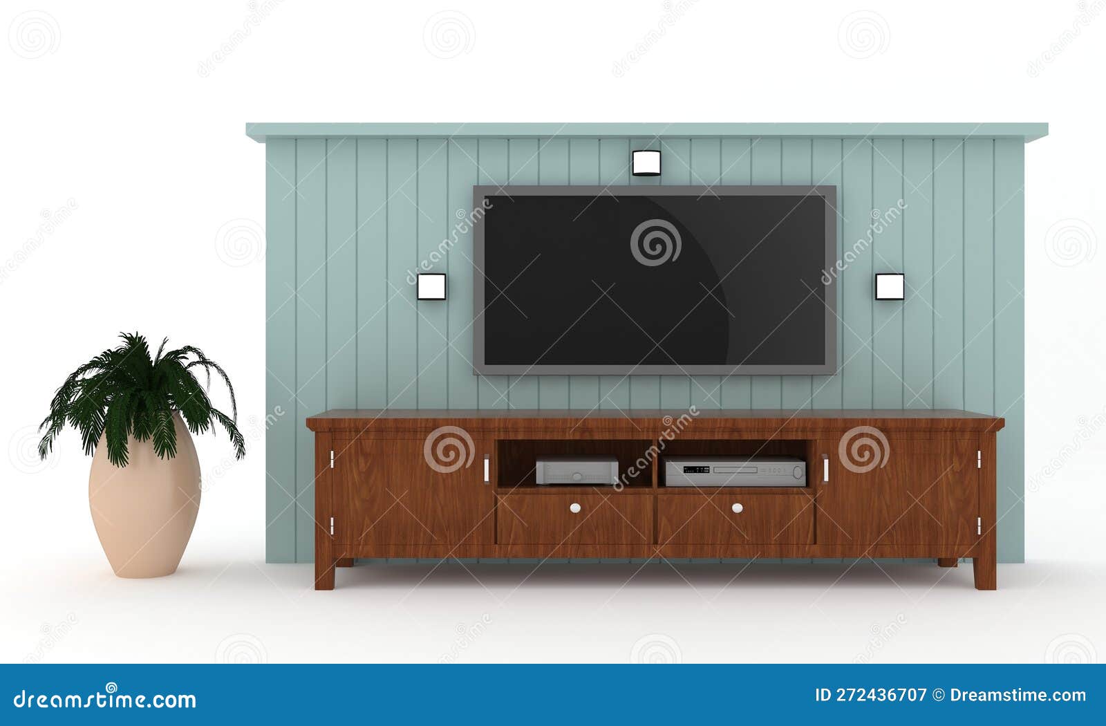 LCD TV Rack Interior Media Wall Stock Illustration - Illustration of ...