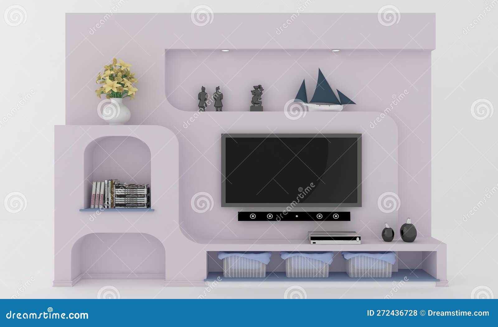 LCD TV Rack Interior Media Wall Stock Illustration - Illustration of ...