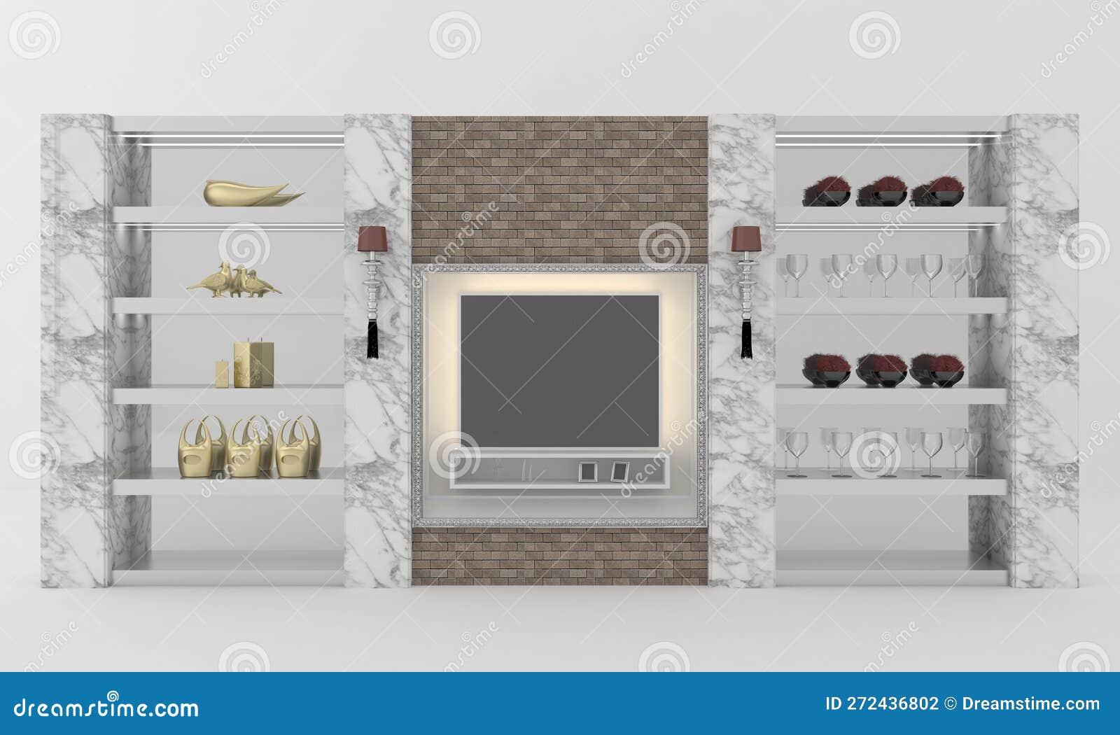LCD TV Rack Interior Media Wall Stock Illustration - Illustration of ...