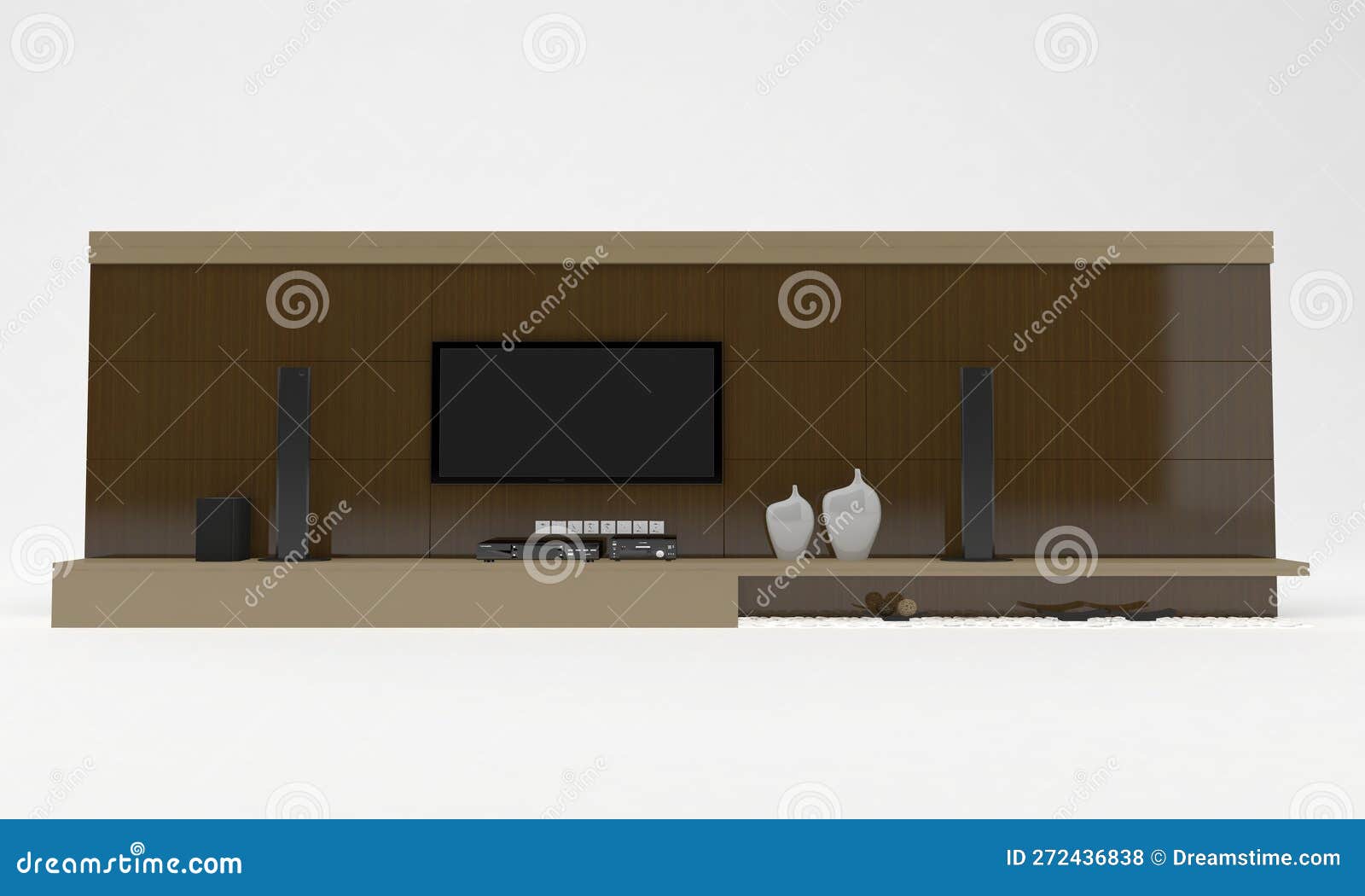 LCD TV Rack Interior Media Wall Stock Illustration - Illustration of ...