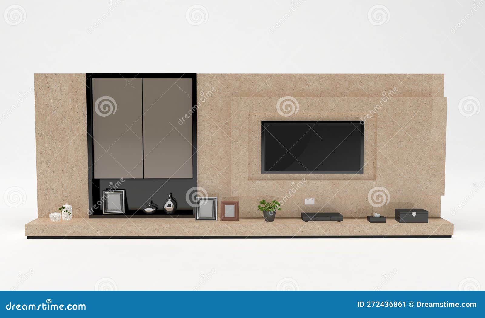 LCD TV Rack Interior Media Wall Stock Illustration - Illustration of ...